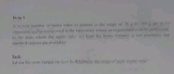 Item 1 A certain number of metre roles of