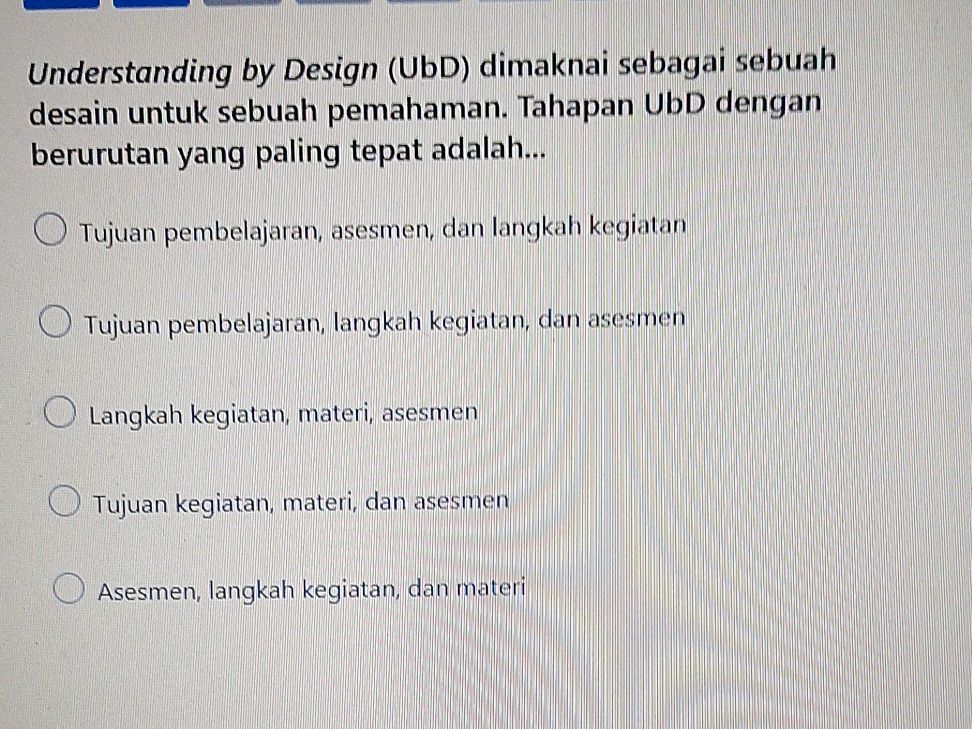 Understanding by Design (UbD) dimaknai | StudyX