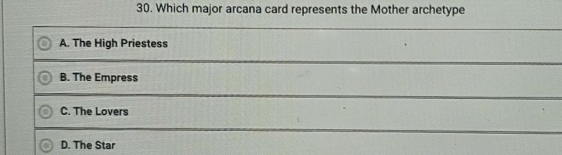 30. Which major arcana card represents the | StudyX