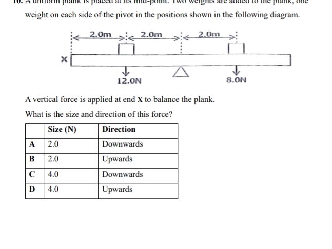 A uniform plank is placed at its mid-point. | StudyX
