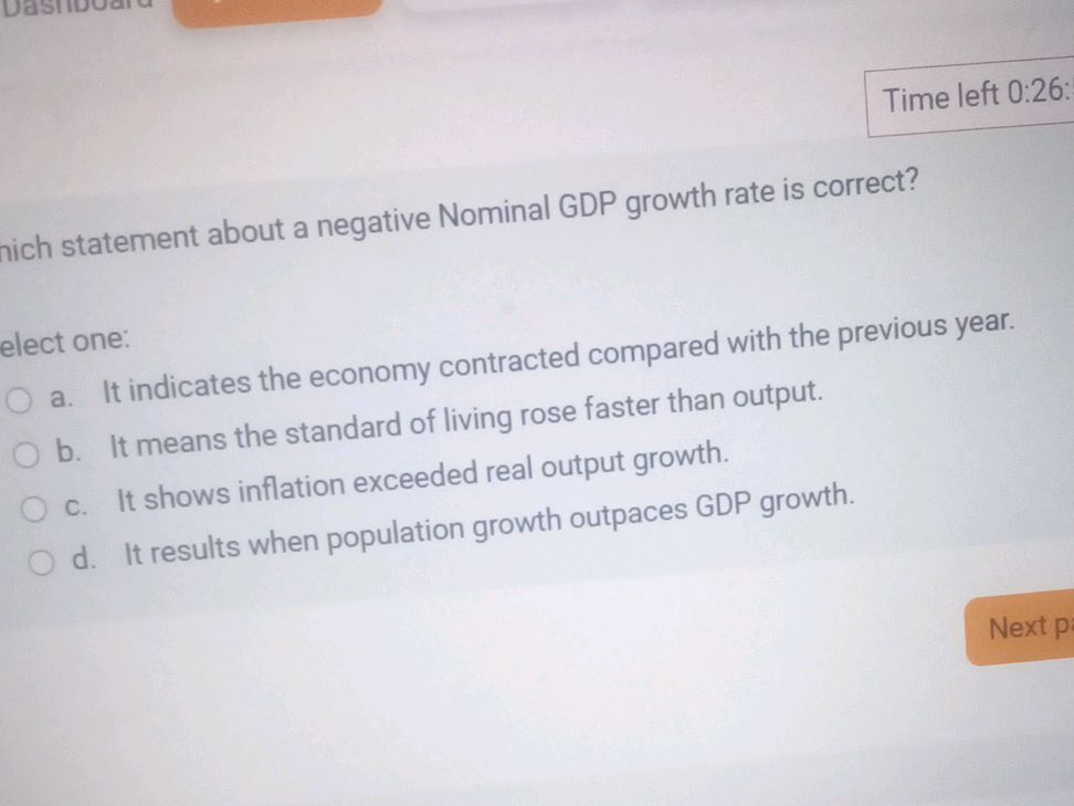 Which statement about a negative Nominal GDP