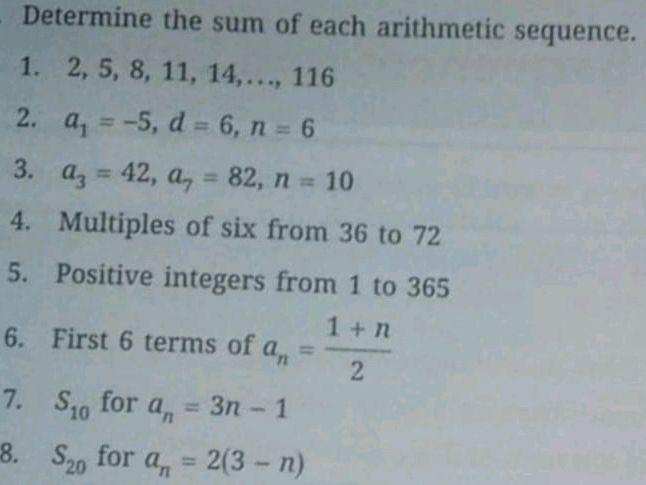 Determine the sum of each arithmetic | StudyX