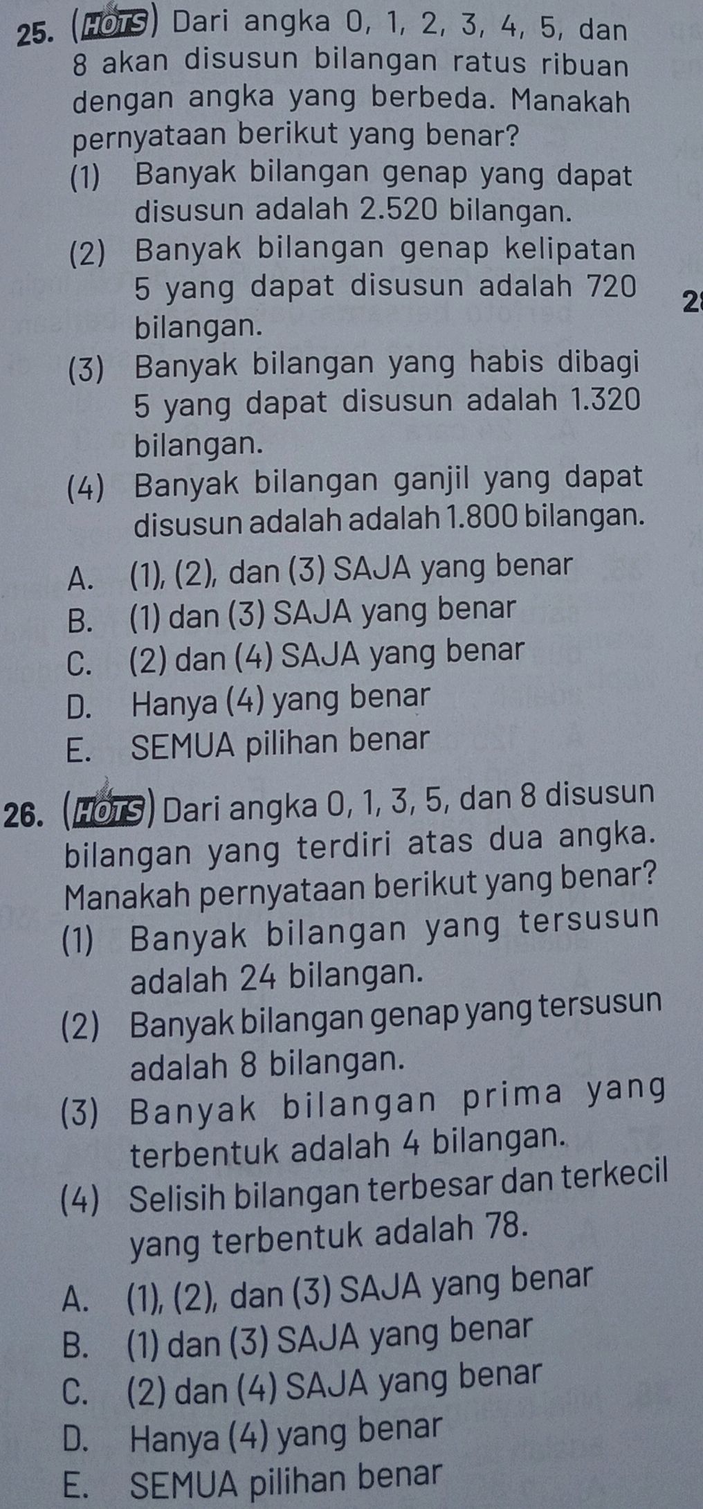 25. (HOTS) Dari angka 0, 1, 2, 3, 4, 5, dan | StudyX