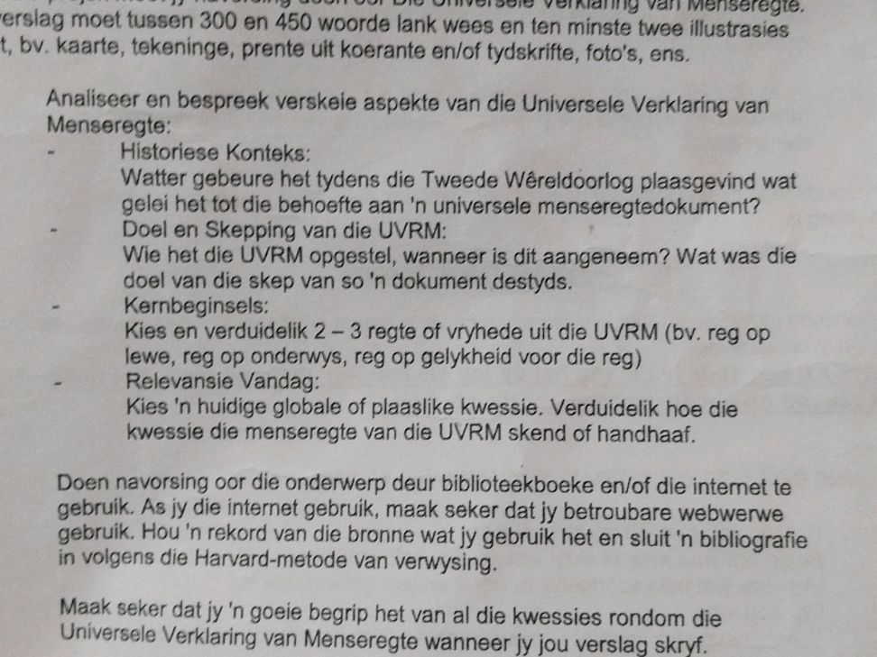 Analiseer en bespreek verskeie aspekte van | StudyX