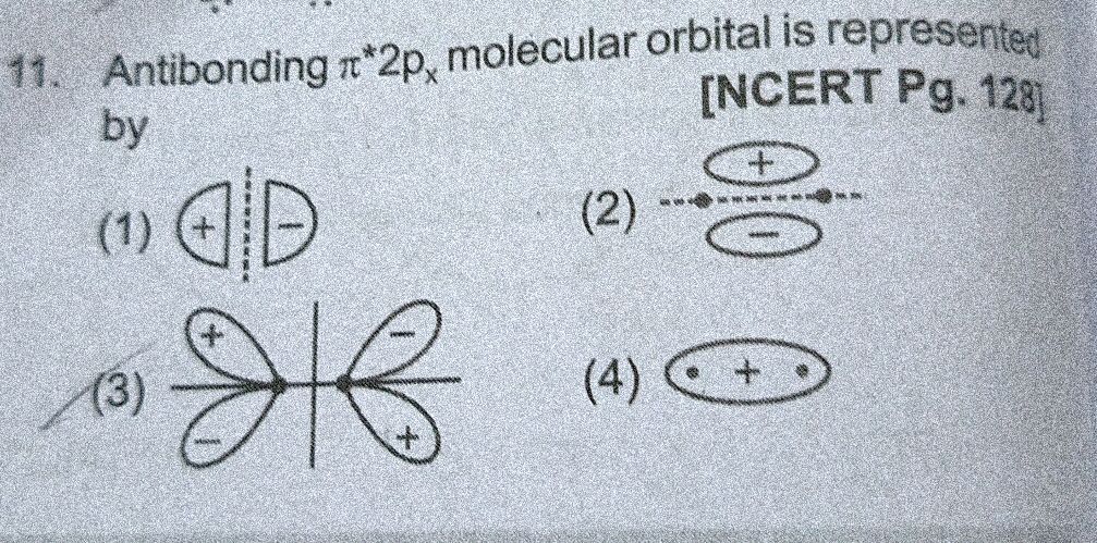 11. Antibonding π*2pₓ molecular orbital is | StudyX