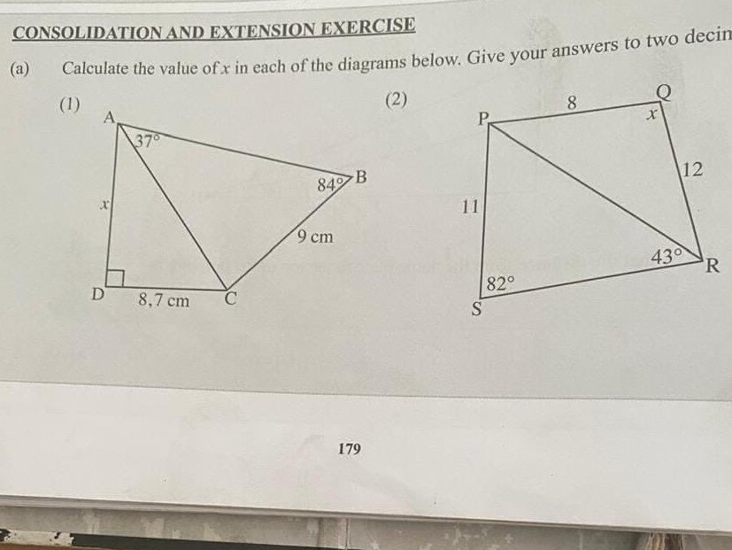 (a) Calculate the value of x in each of the | StudyX