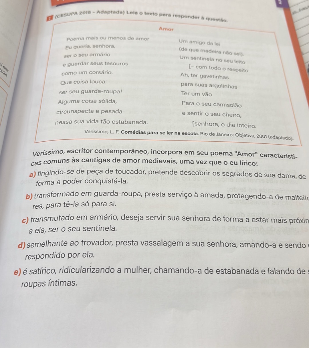 1] (CESUPA 2015 - Adaptada) Leia o texto | StudyX