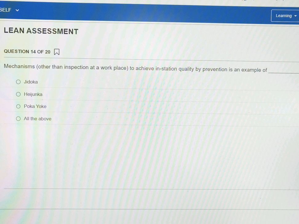 SELF Learning LEAN ASSESSMENT QUESTION 14 | StudyX