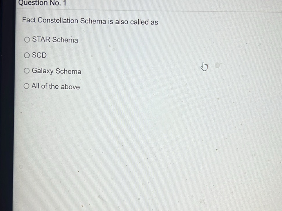 Question No. 1 Fact Constellation Schema is | StudyX