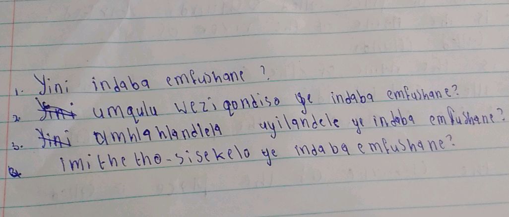 1. Yini indaba emfushane? 2. umqulu | StudyX