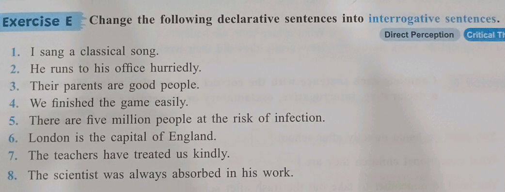 Change the following declarative sentences | StudyX