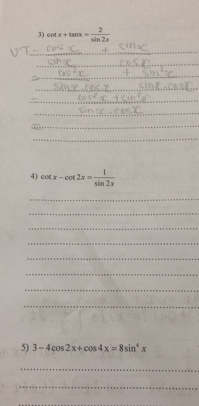 3) $ x + x = {2}{ 2x}$ 4) $ x - 2x = | StudyX