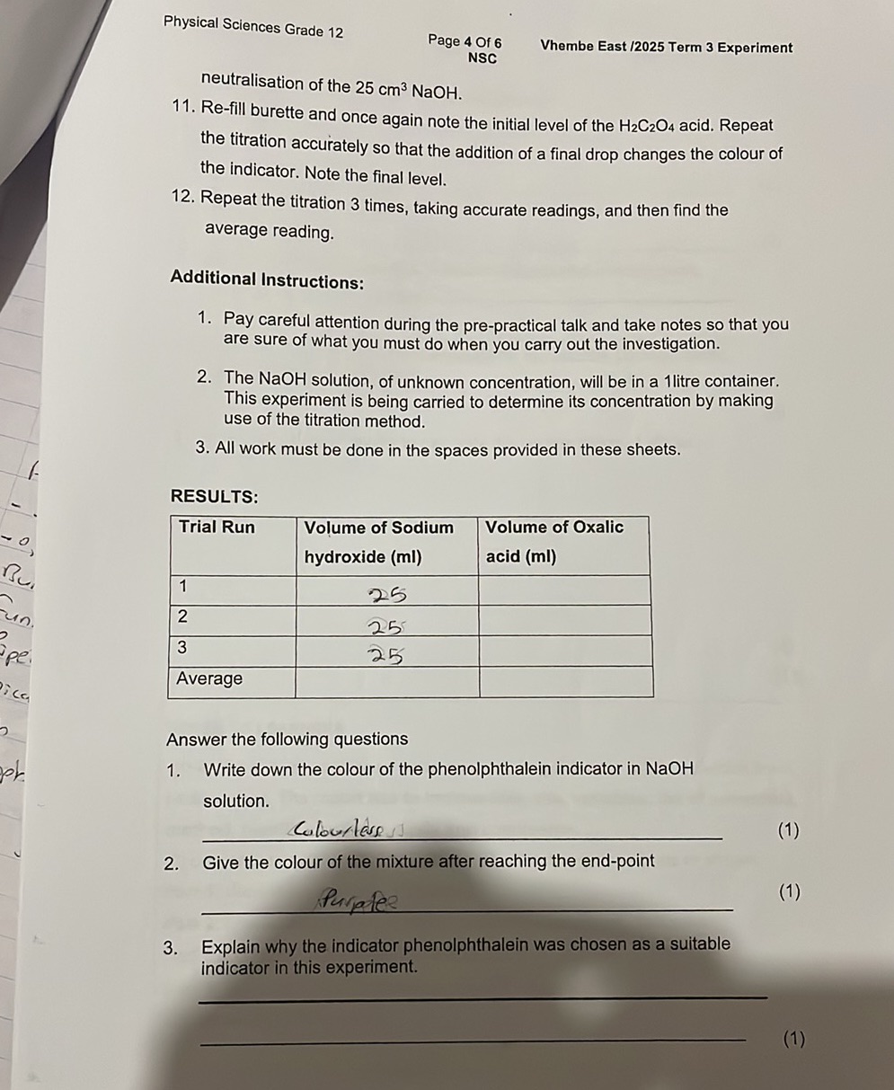 RESULTS: | Trial Run | Volume of Sodium | StudyX