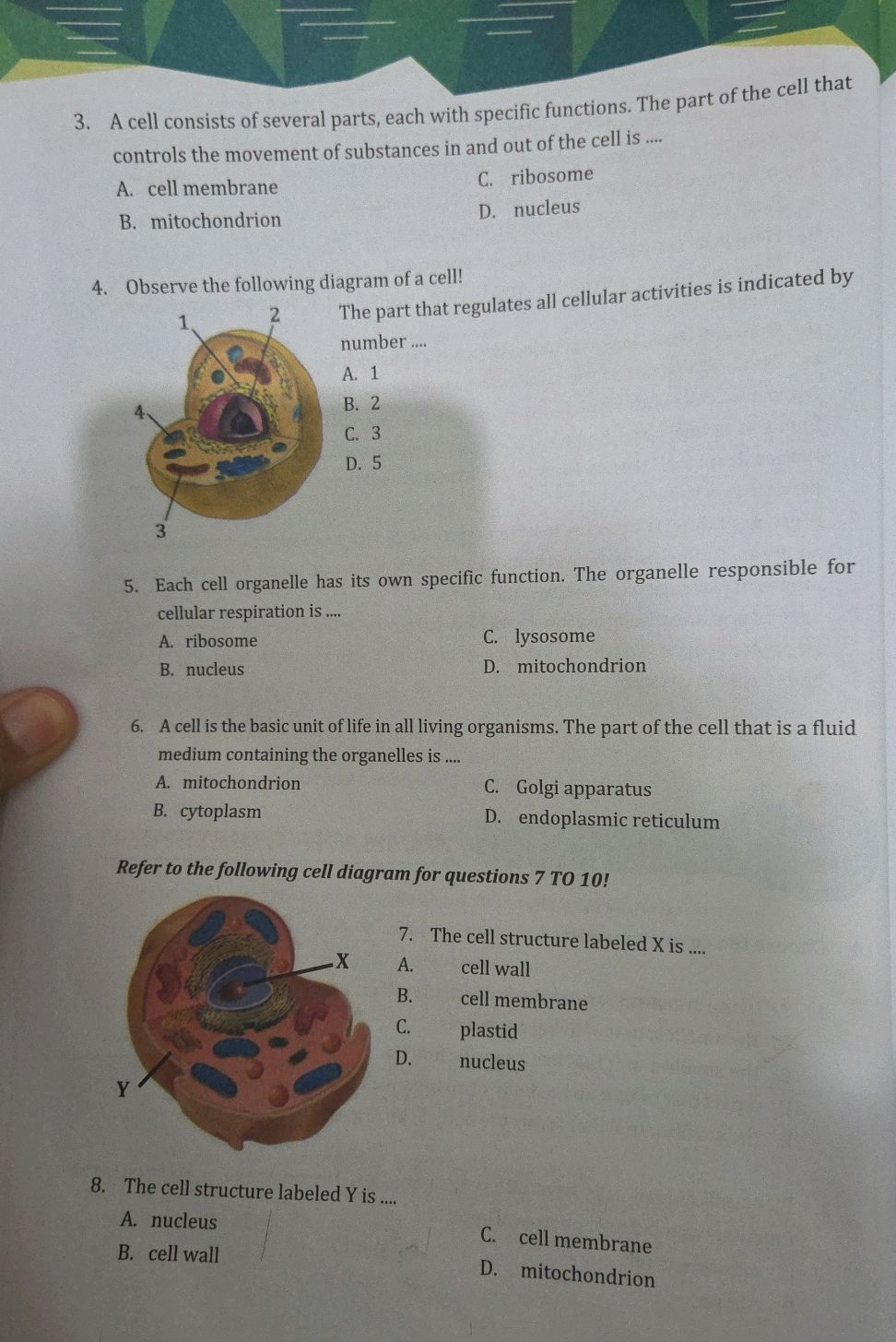 A cell consists of several parts, each with