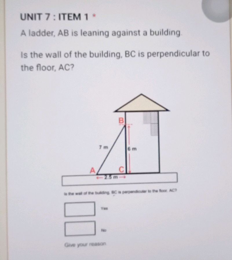 A ladder, AB is leaning against a building. | StudyX