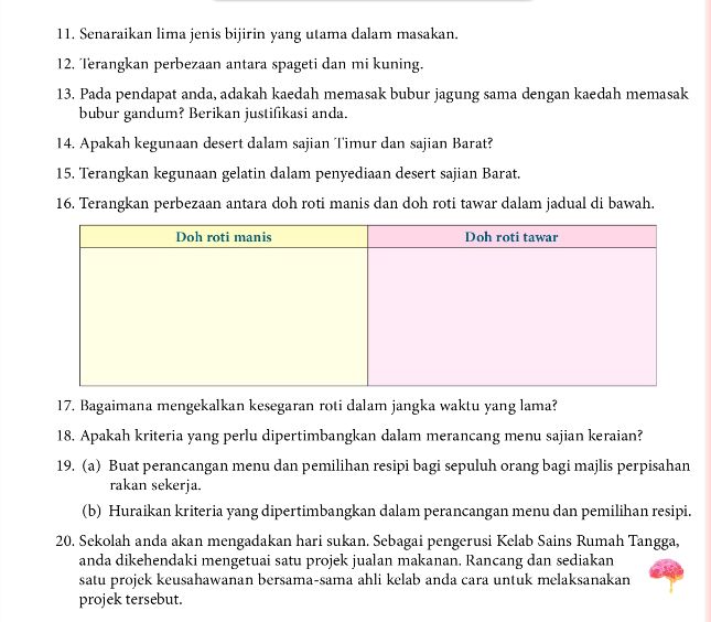 Senaraikan lima jenis bijirin yang utama