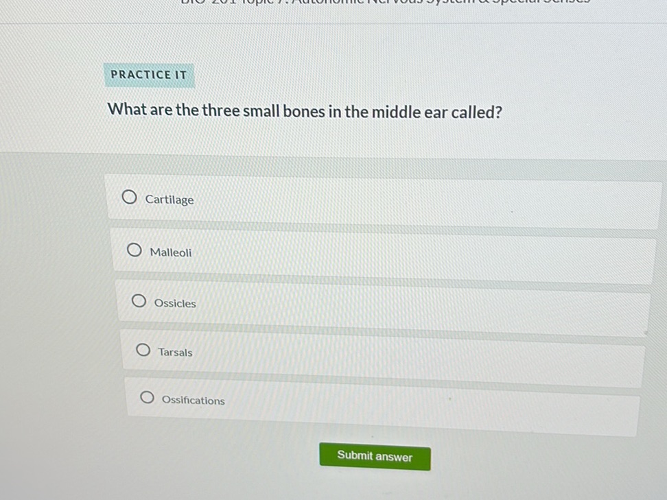 What are the three small bones in the middle | StudyX
