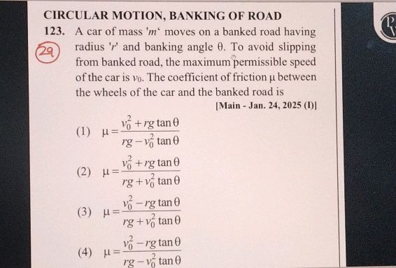 CIRCULAR MOTION, BANKING OF ROAD 123. A car | StudyX
