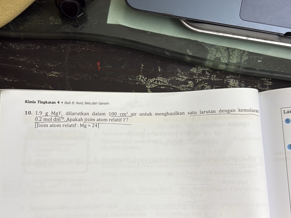 9 g MgY₂ dilarutkan dalam 100 cm³ air untuk | StudyX