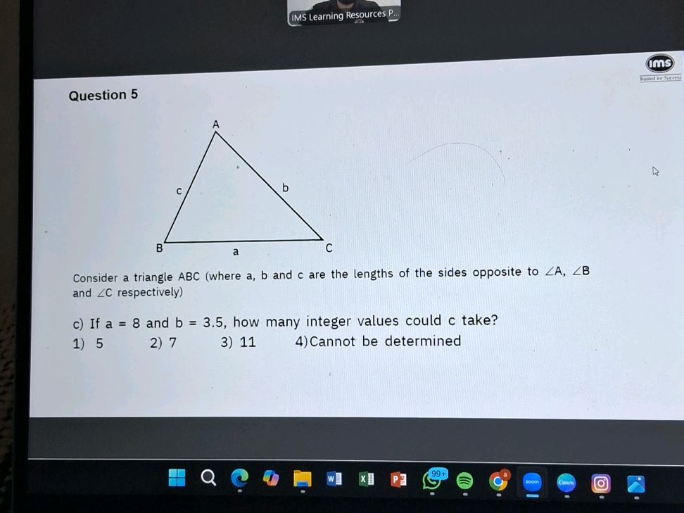 Consider a triangle ABC (where a, b and c | StudyX