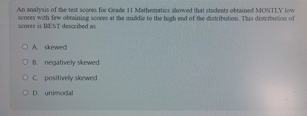 An analysis of the test scores for Grade 11