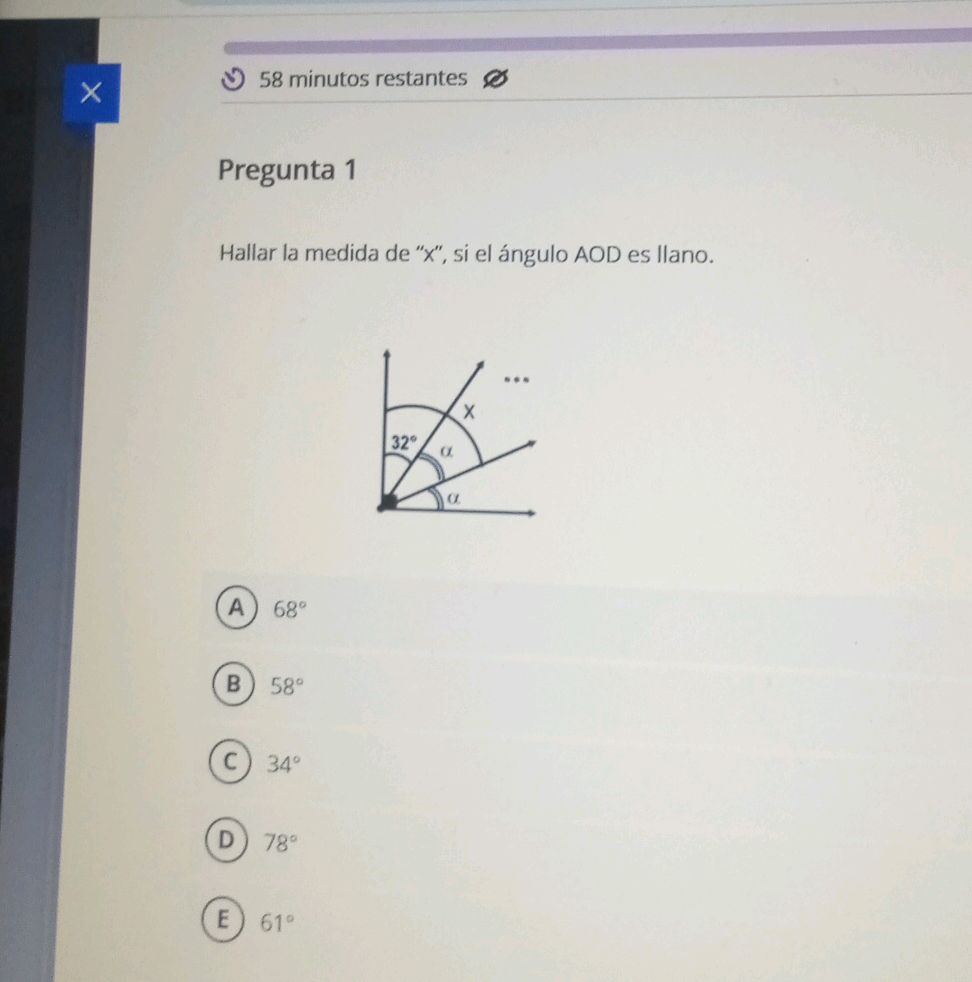Hallar la medida de "x", si el ángulo AOD es | StudyX