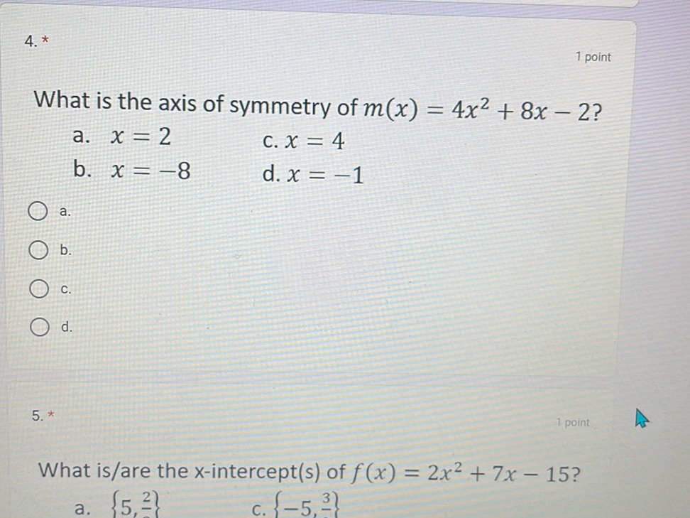 What is the axis of symmetry of $m(x) = 4x^2