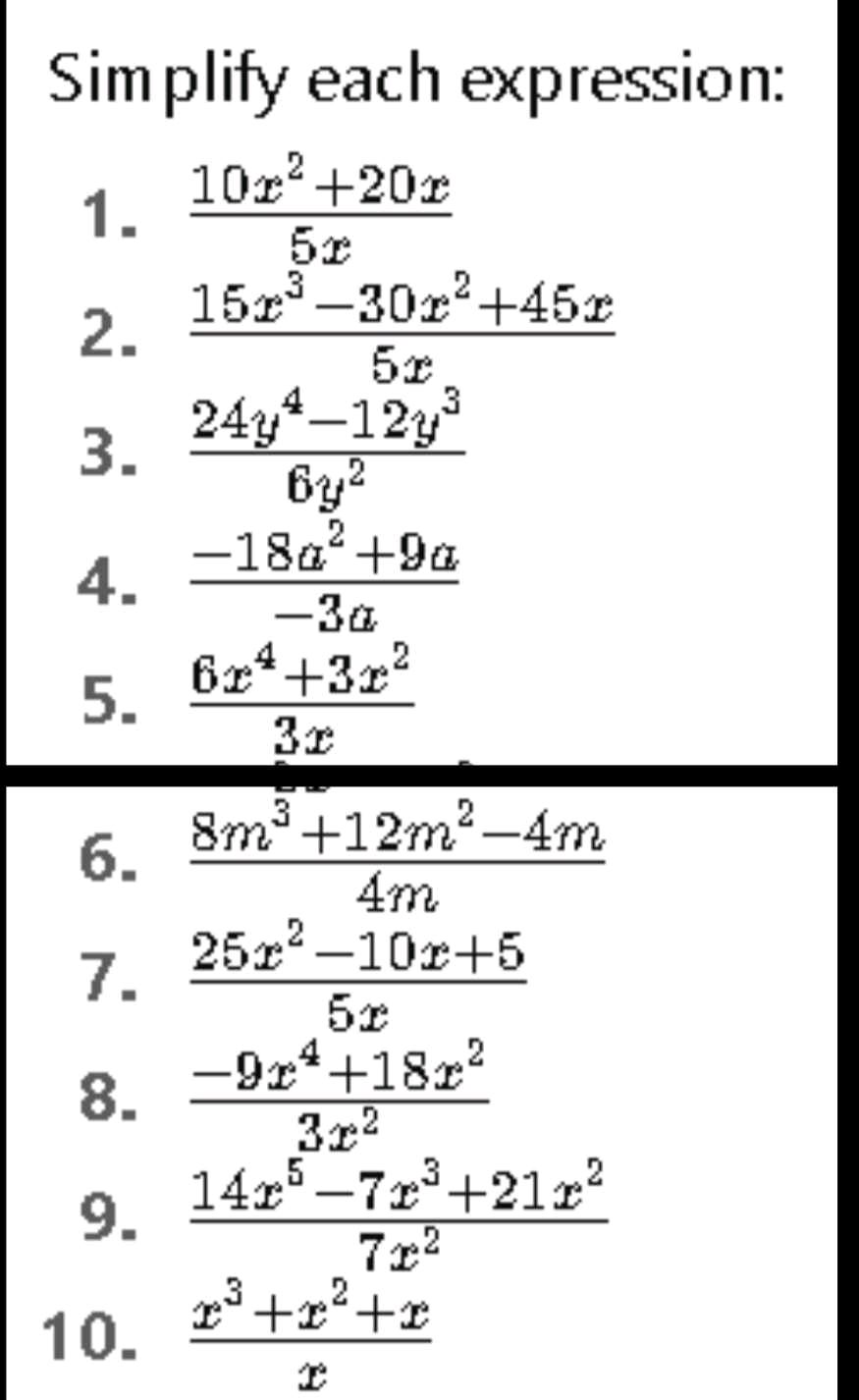 Simplify each expression: 1. $ {10x^2 + | StudyX