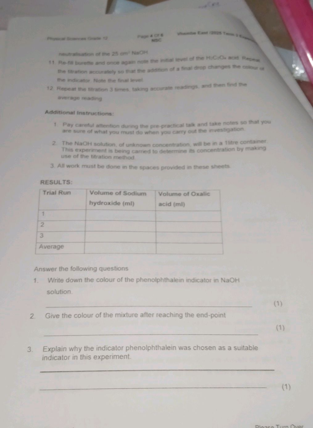 RESULTS: | Trial Run | Volume of Sodium | StudyX
