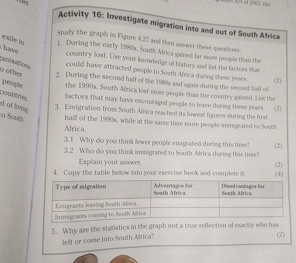 Activity 16: Investigate migration into and | StudyX