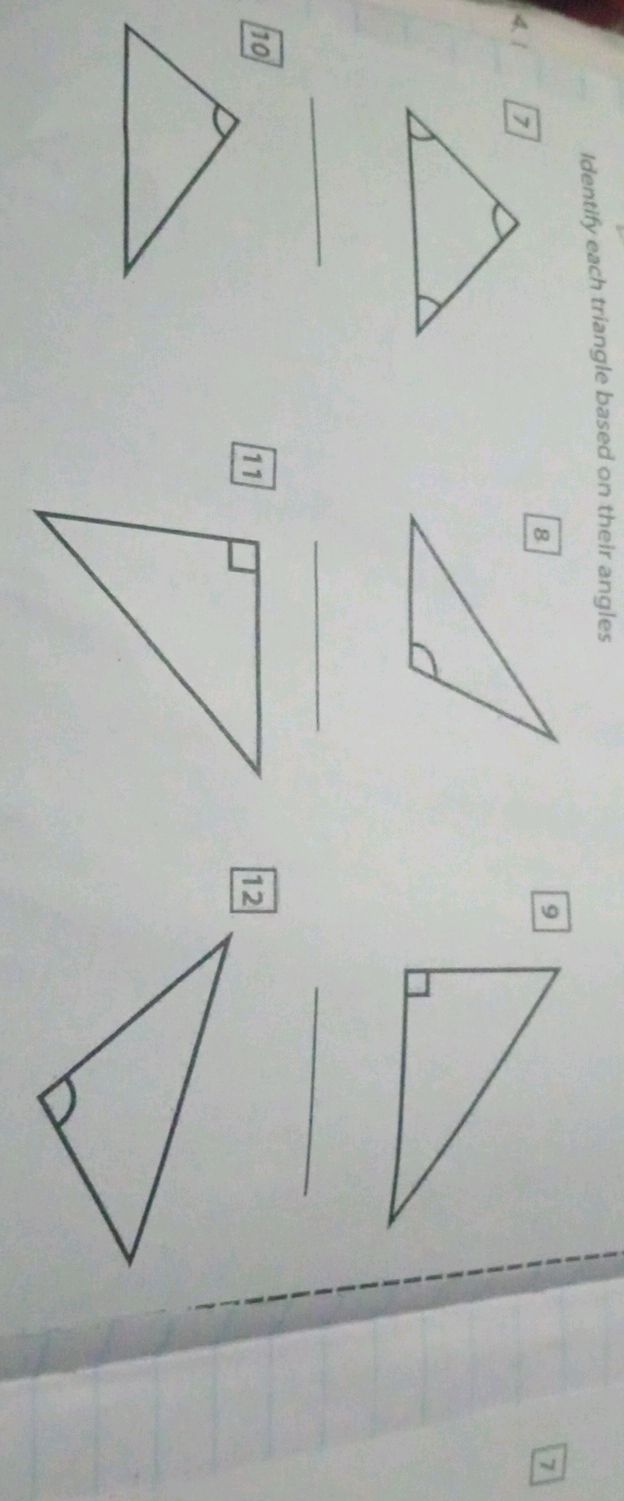Identify each triangle based on their | StudyX