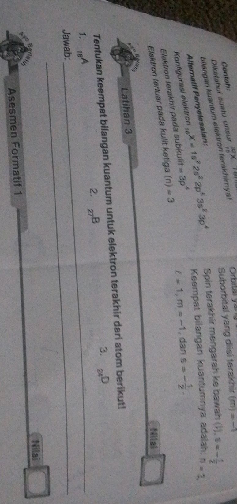 Tentukan keempat bilangan kuantum untuk | StudyX
