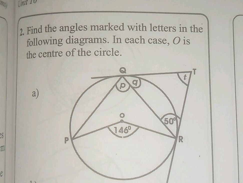 Find the angles marked with letters in the