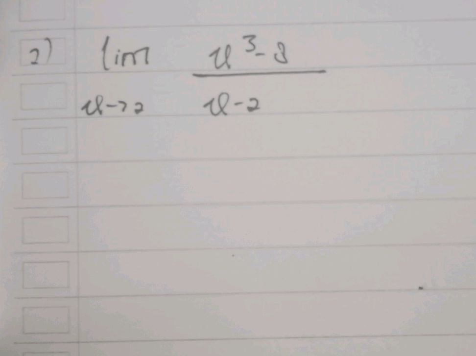Calculate the limit of (u^3 - 8) / (u - 2) | StudyX