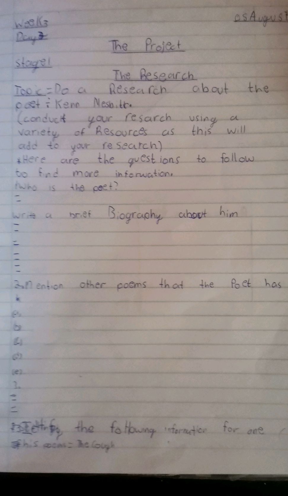 Topic: Do a Research about the poet: Kenn | StudyX