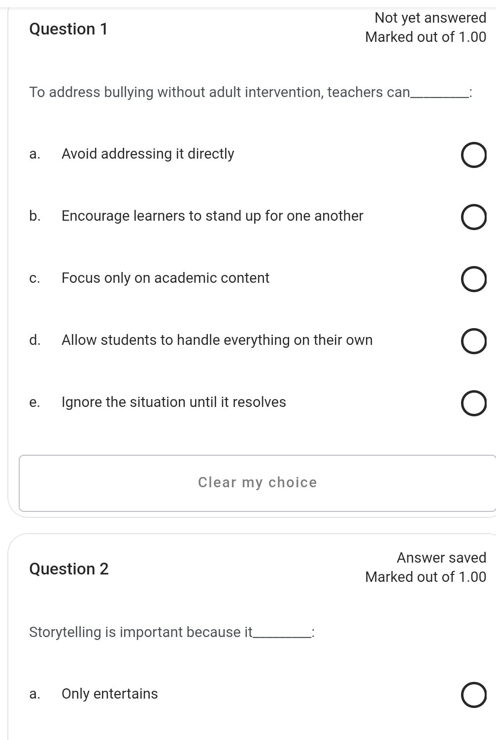 Question 1 To address bullying without | StudyX