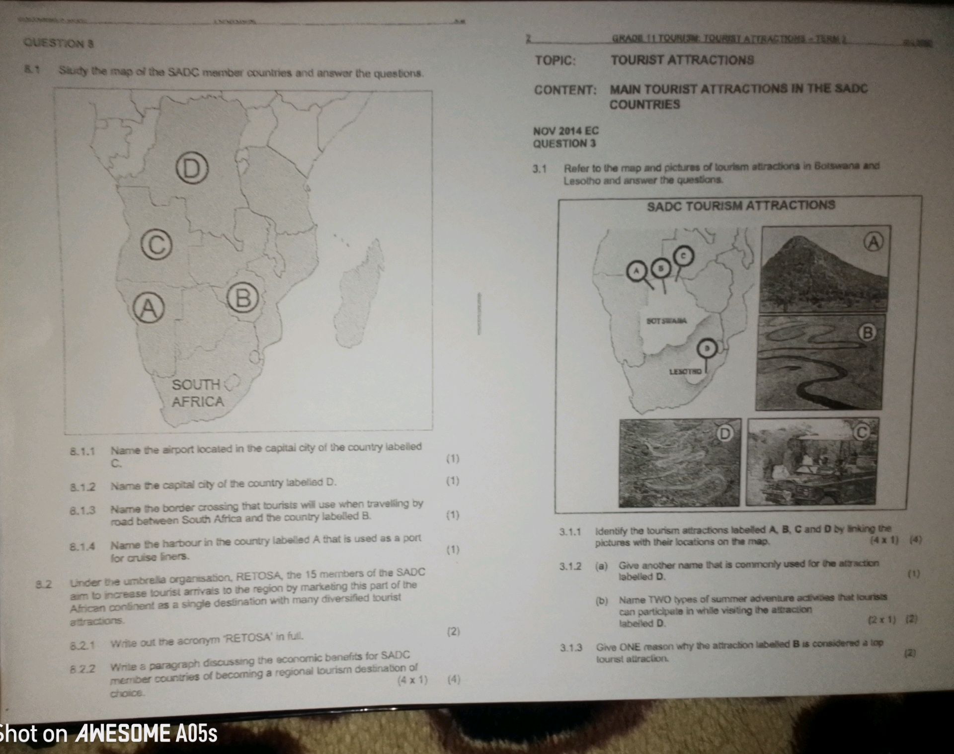 QUESTION 8 8.1 Study the map of the SADC | StudyX