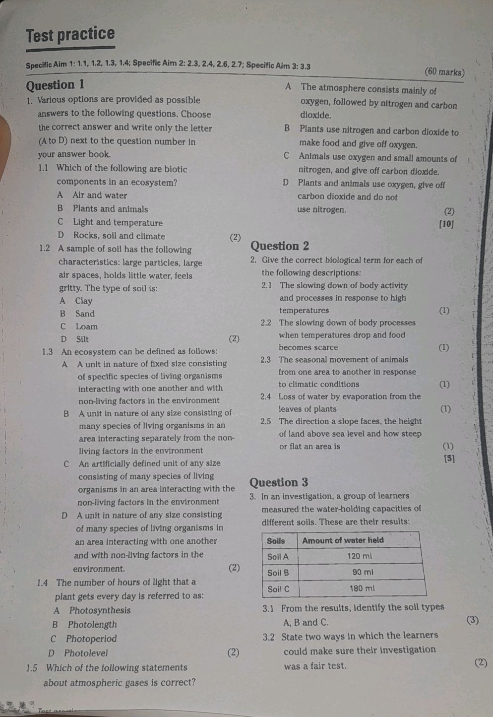 Test practice Specific Aim 1: 1.1, 1.2, 1.3, | StudyX