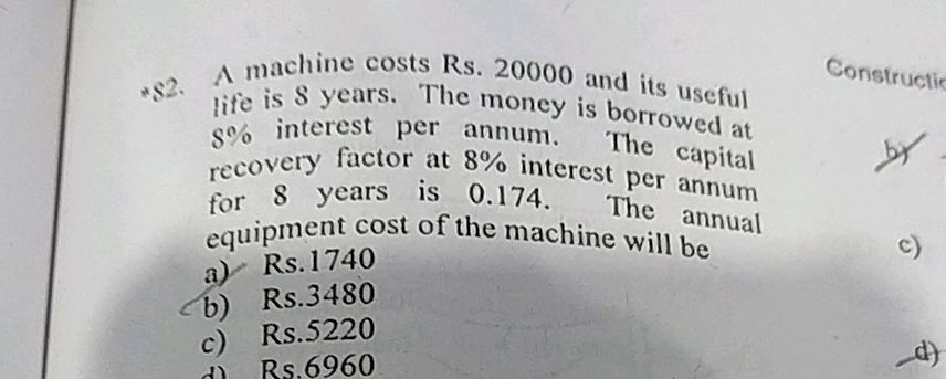 *82. A machine costs Rs. 20000 and its | StudyX