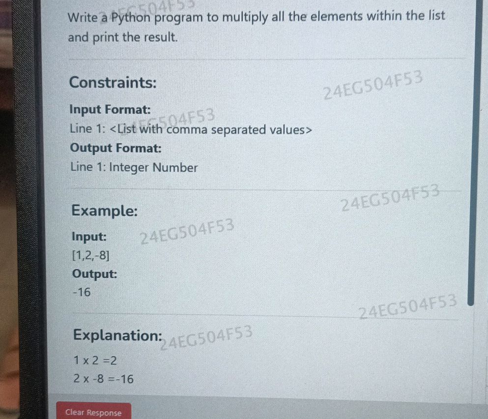 Write a Python program to multiply all the | StudyX