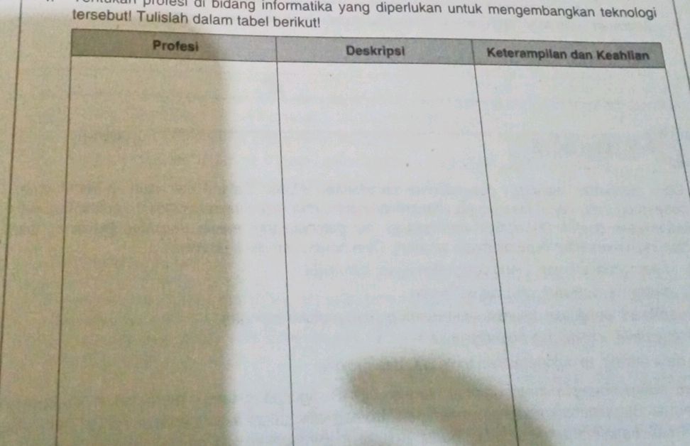 Tentukan profesi di bidang informatika yang