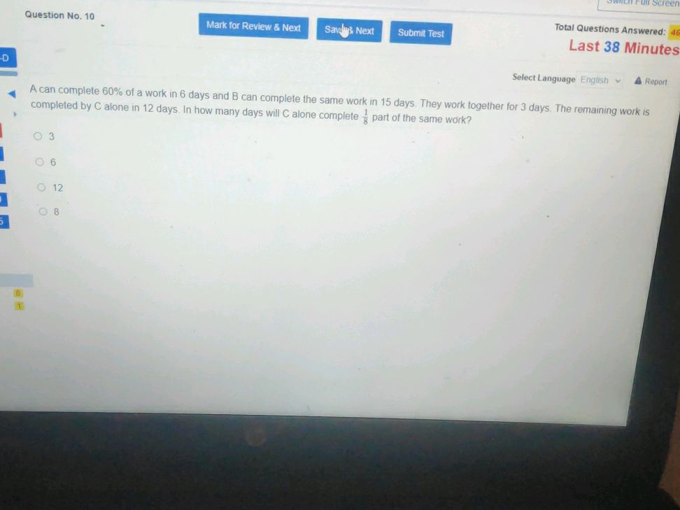 A can complete 60% of a work in 6 days and B
