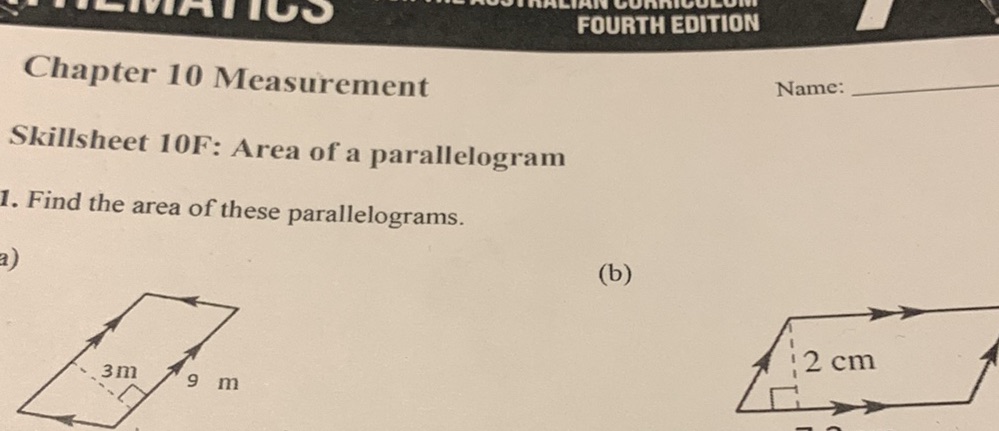 1. Find the area of these parallelograms. | StudyX