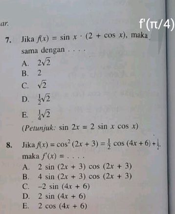 7. Jika $f(x) = x (2 + x)$, maka sama | StudyX