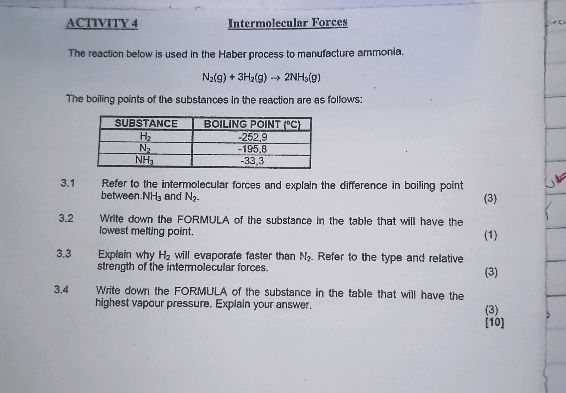 ACTIVITY 4 Intermolecular Forces The | StudyX