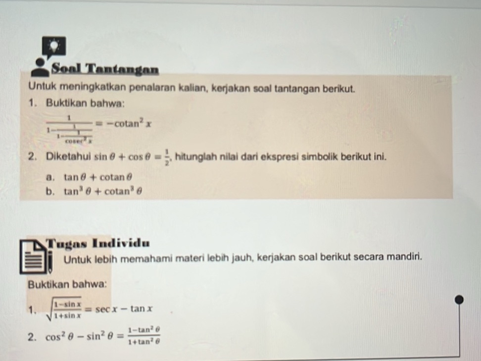 1. Buktikan bahwa: $ {1}{1- {1}{cosec x}} = | StudyX