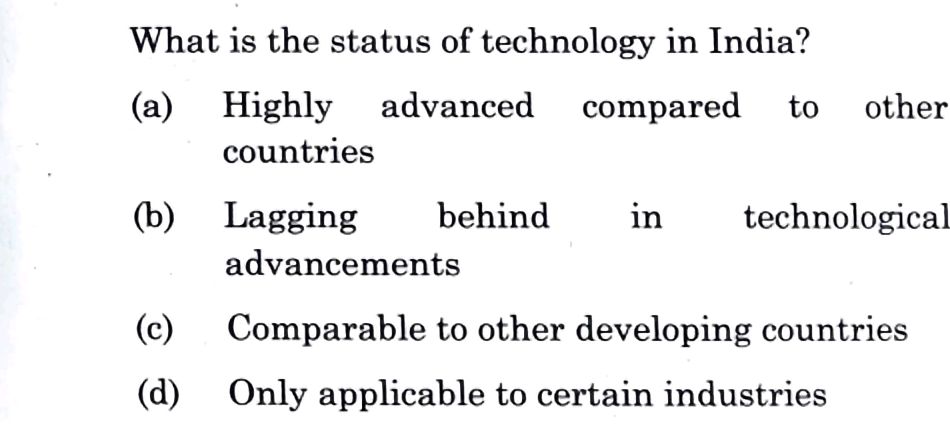What is the status of technology in India? | StudyX
