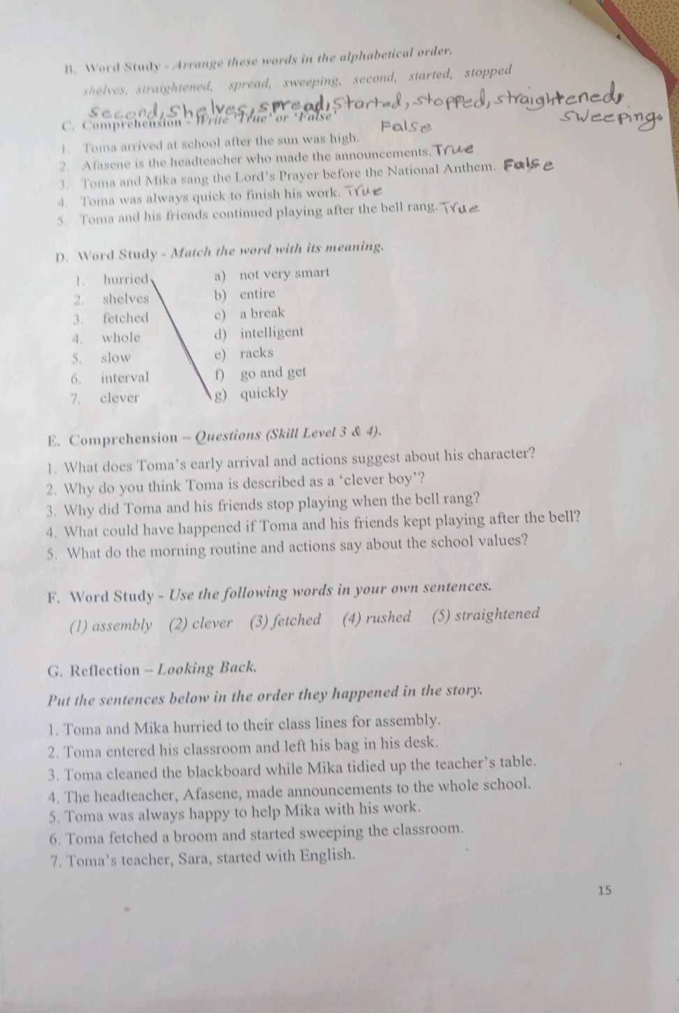 B. Word Study - Arrange these words in the | StudyX