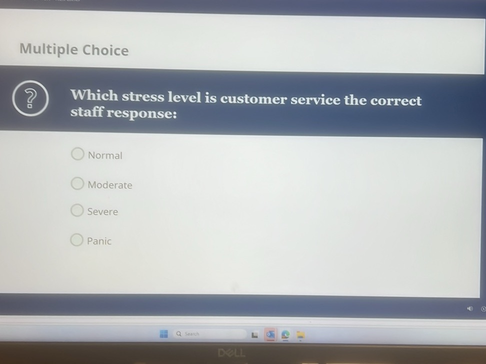 Multiple Choice Which stress level is