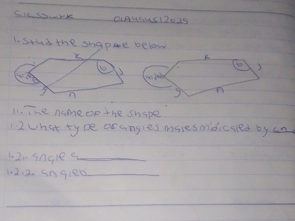 Stud the shape below 1. The name of the